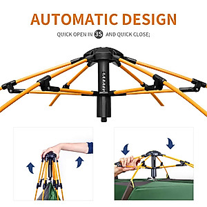 Hewolf Waterproof Instant Camping Tent - 2/3 Person Easy Quick Setup Dome Family Tents for Camping,Double Layer Flysheet Can be Used as Pop up Sun Shade