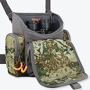SPIKA Binocular Harness Chest Pack, Camo Bino Case with Rangefinder Waterproof Pouch for Hunting