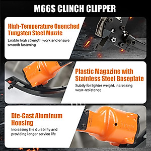 Kamsin M66S Pneumatic Lighter Clinching Clipper Air Power Clinching Gun Hartco Clipper Industrial Clip Tool Vertex Fastening Clipper Gun for Spring Mattress, Car Seat