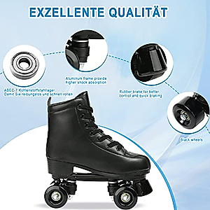 Jessie PU Leather Roller Skates Roller Skates for Women Outdoor and Indoor Adjustable Four-Wheel Premium Roller Skates for Women Men Boys and Girls