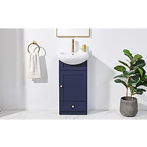 18 Inch Bathroom Vanity with Sink, Small Bathroom Sink Vanity Combo, Blue Bathroom Vanity Cabinet Set, Modern Bath Vanity for Small Space, 1 Door and 1 Drawer