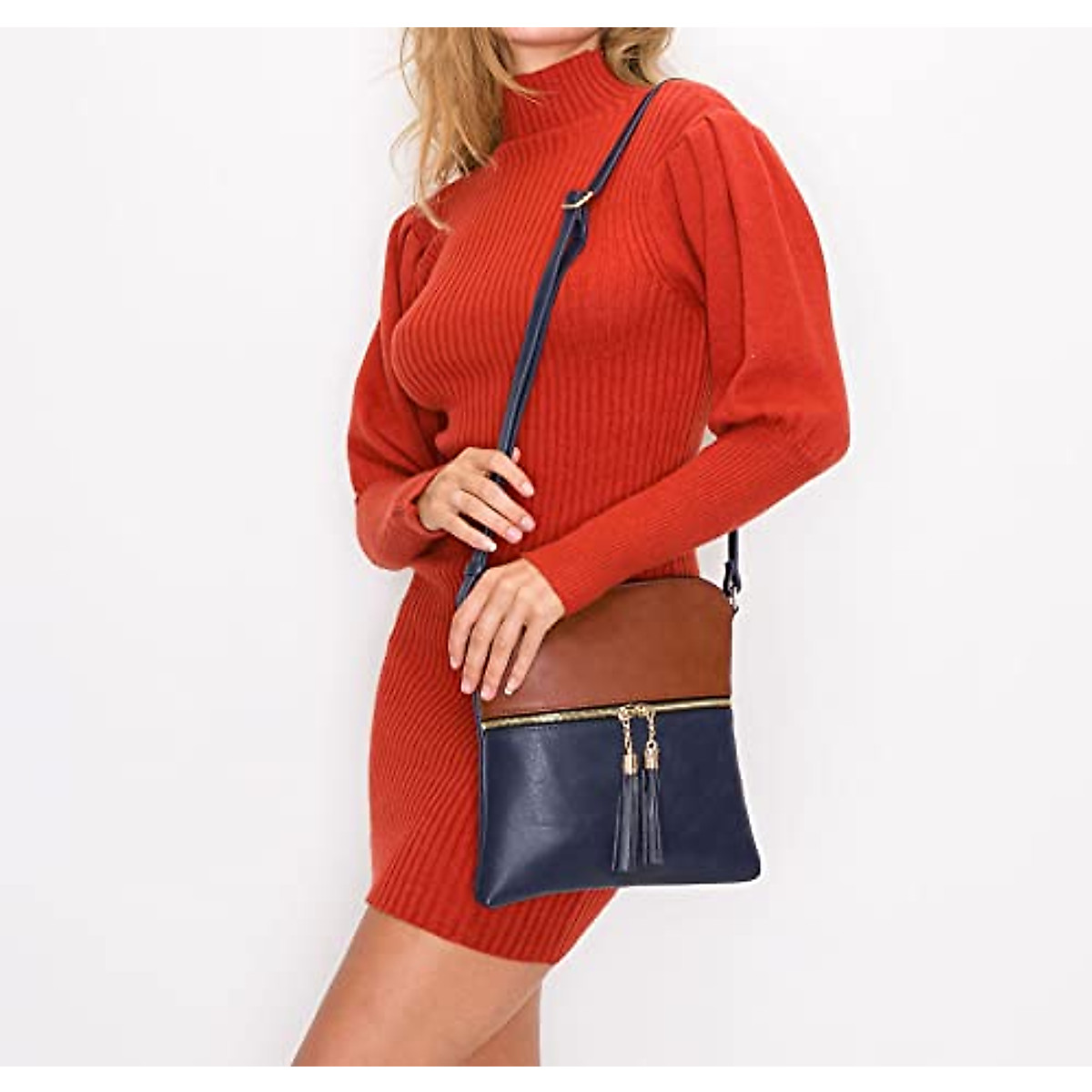 Solene Womens Lightweight Medium Crossbody Purse with Tassel, Perfect Size Crossbody Bags for Daily Use, travel - LP062 (MUSTARD)