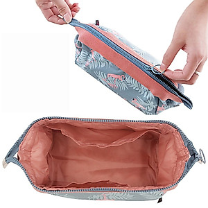 Makeup Bag/Travel Cosmetic Bags/Brush Pouch Toiletry Kit Fashion Women Jewelry Organizer with Zipper Flamingo Make-up Carry Case Pencil Holder Portable Cube Purse (Light Blue)