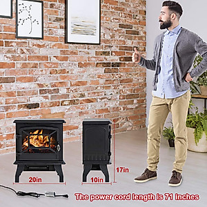 BestMassage Electric Fireplace Heater Stove Portable Space Heater Freestanding Fireplace for Home Office with Realistic Log Flame Effect 1500W CSA Approved Safety 20" Wx17 Hx10 D,Black
