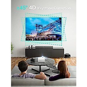 4K Projector, Projector with WiFi and Bluetooth, Portable Movie Projector with Remote, Home Theater Video Projector Compatible with HDMI, USB, MicroSD, Laptop, iOS & Android