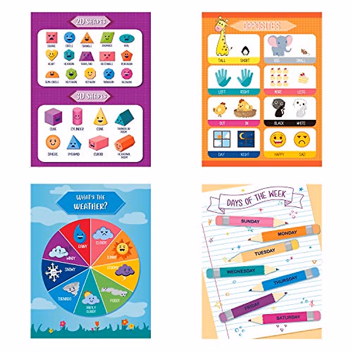 Youngever 13 Pack Laminated Educational Preschool Posters for Toddlers and Kids, Learning Posters, Classroom Posters, Teaching Posters, Alphabet ABC Posters, with Solar System (16 x 11 inch)