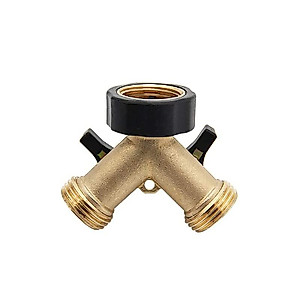 Heisey Garden Hose Splitter Heavy-Duty 2 Way Solid Brass Y Valve Female Connector