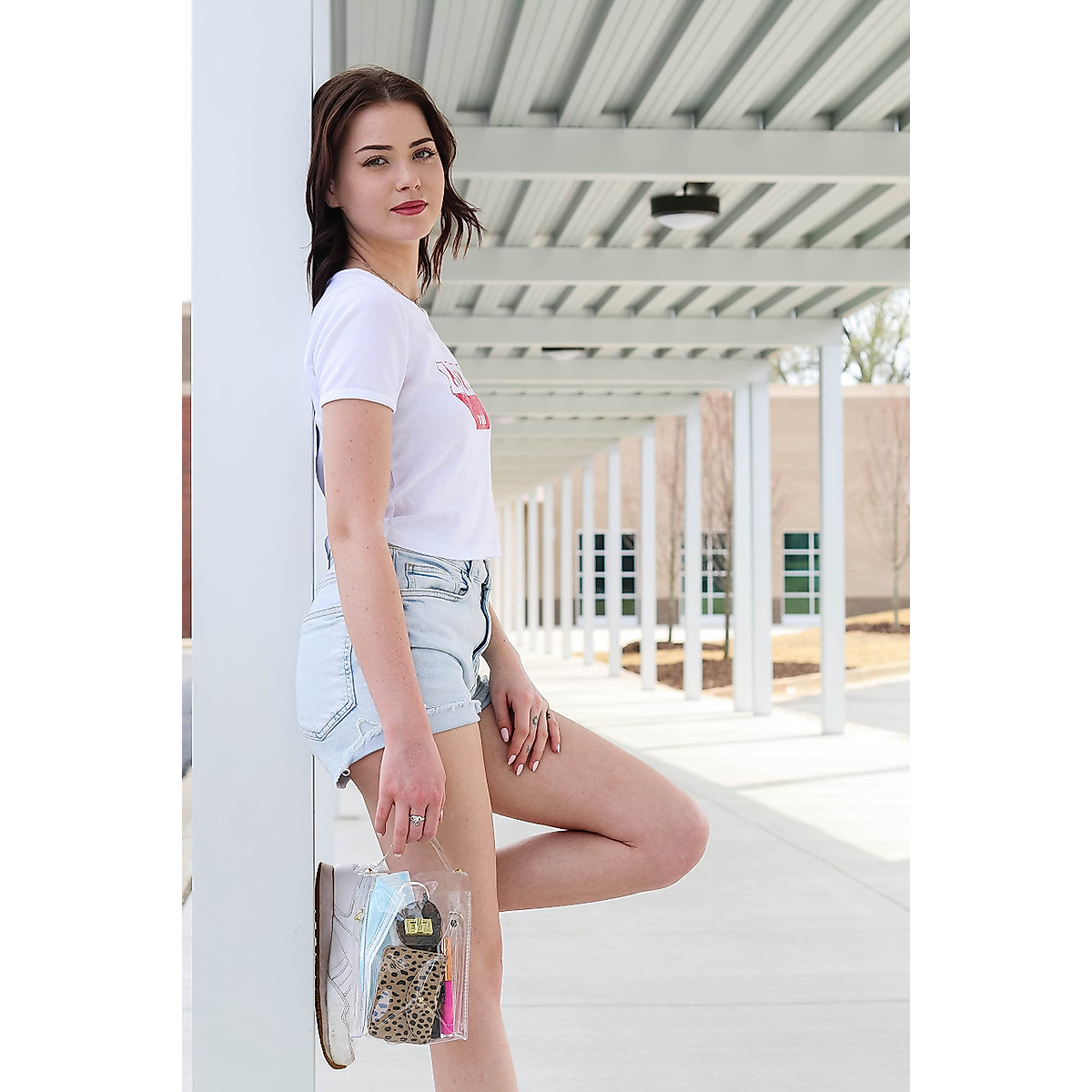 AOCINA Clear Crossbody Purse Bag, PGA Stadium Aprroved Clear Handbags for Work, Concerts, Sports Events (A-clear-vertical 2)