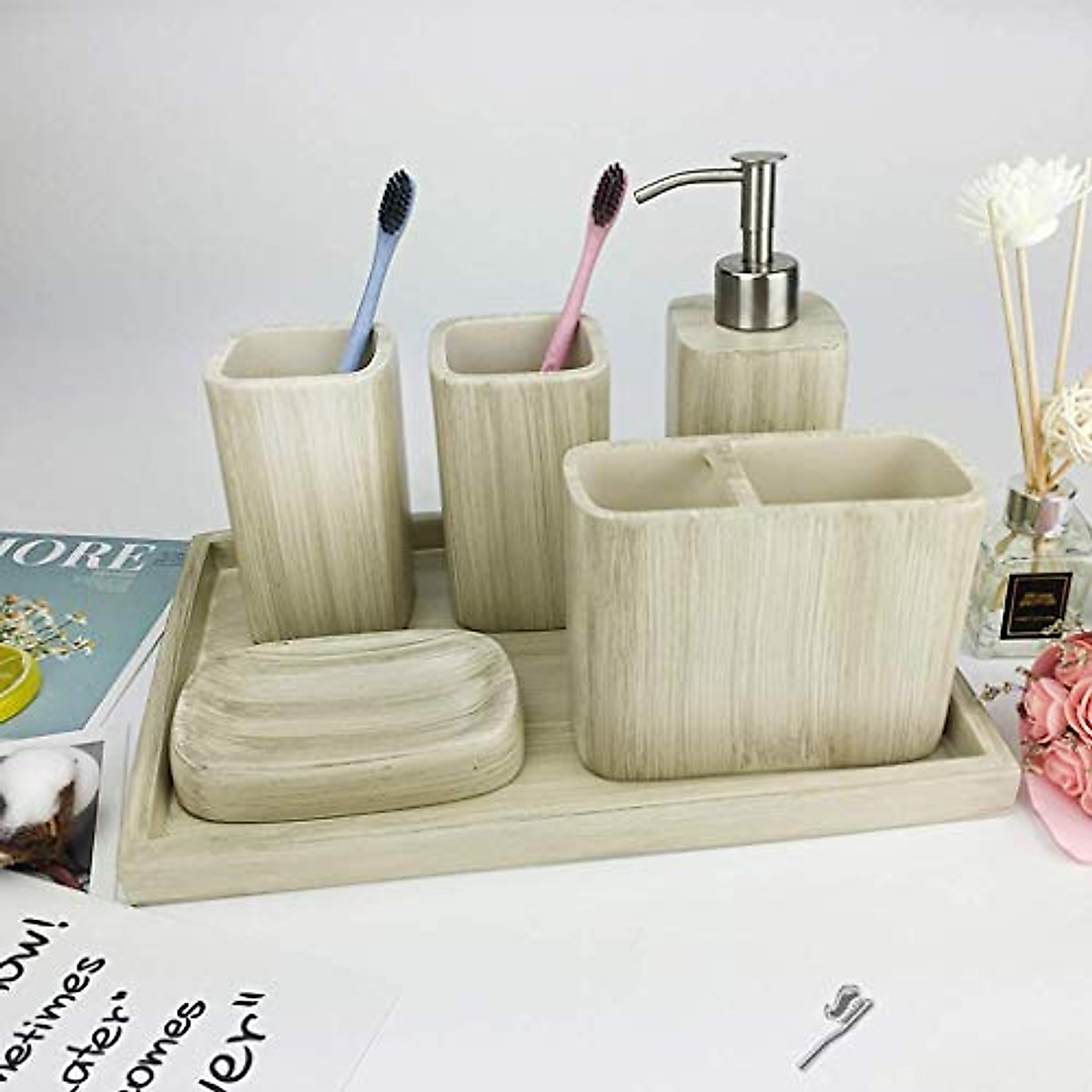 TFIIEXFL Toothbrush Holder Soap Dispenser Soap Holder Home Products Bathroom Accessories Set (Color : C)