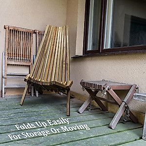 Generic Acacia Wood Folding Wooden Outdoor Chair -Stylish Low Profile Acacia Wood Lounge Chair for The Patio, Porch, Lawn, Garden or Home Furniture, Brown