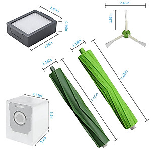 29 Pack Replacement Parts for iRobot Roomba i7 i7+ i3 i3+ i4 i4+ i6 i6+ i8 i8+ j7 j7+/Plus E5 E6 E7 Vacuum Cleaner, 3 Set Rubber Brushes and 8 Vacuum Filters and 8 Side Brushes and 10 Vacuum Bags