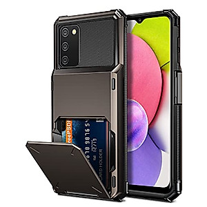 Vofolen for Galaxy A03S Case Wallet Cover 4-Card Credit Card Holder ID Slot Scratch Resistant Dual Layer Hybrid Protective Hard Shell Rugged TPU Bumper Armor Case for Samsung Galaxy A03S 5G Gun
