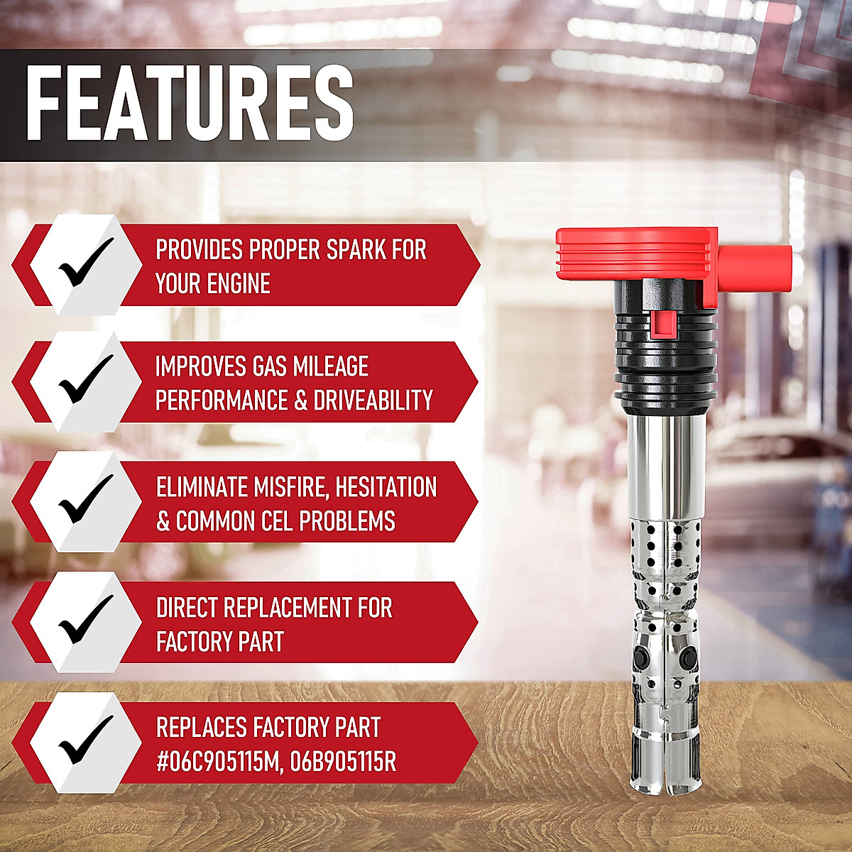Ignition Coil Pack - Replaces 06C905115M, 06B905115D, 06B905115R - Compatible with Volkswagen and Audi Vehicles