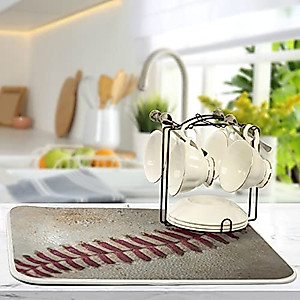 Baseball Heat Resistant Drying Mat 16 x 18 Dish Drying Mat Dish Drain Mat for Kitchen Counter Dish Drainer Mat for Kitchen Counter