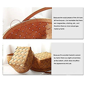 Jteyult Handmade Rattan Storage Container Storage Basket Wooden Storage Basket with Handle Storage Container