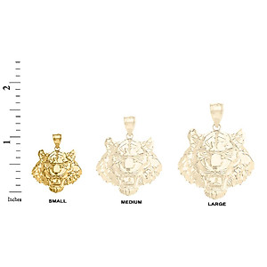 Bold 10k Yellow Gold Roaring Tiger Head Charm Necklace Pendant (Small)
