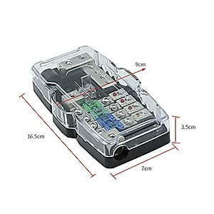 4-Way Car Audio Stereo with Ground Mini ANL Fuse Box Holder Distribution Blocks 0/4GA Fuses Holder 30A 60A 80Amp, LED Indicator