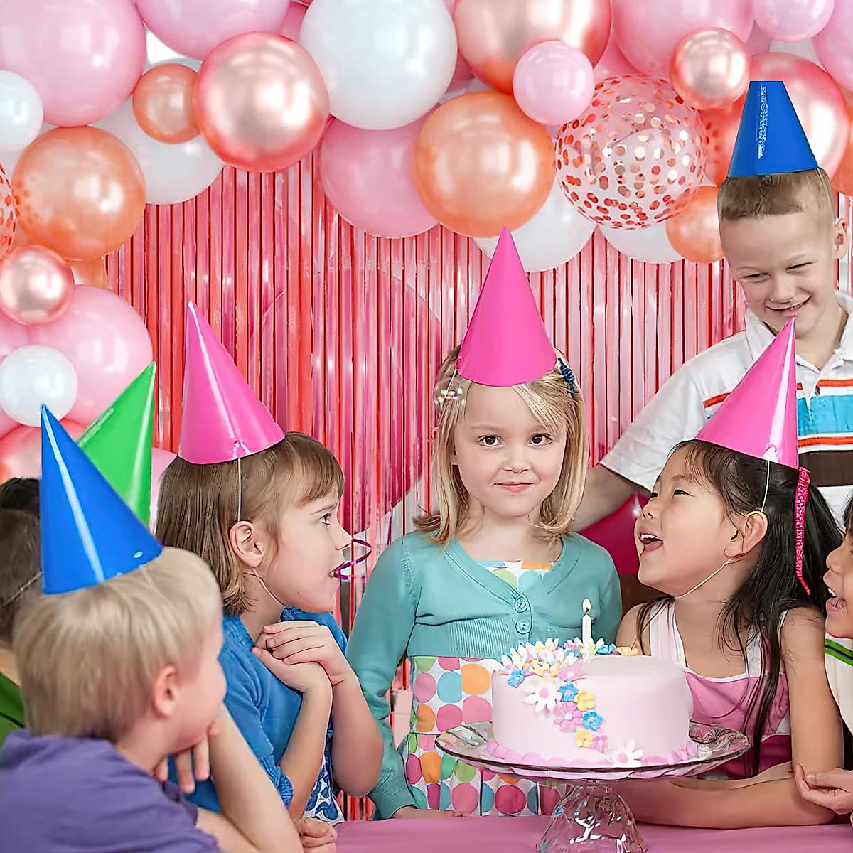 LovesTown Rose Pink Balloon Garland Kit, 150PCS Arch Kit Hot Pink Confetti Pink Metallic Latex Balloons for Wedding Engagement Birthday Party Decorations