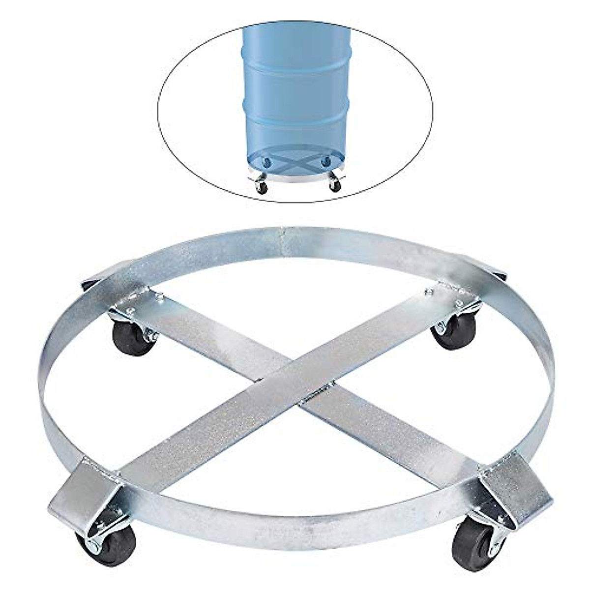 TUFFIOM Heavy Duty Drum Dolly, 1000 lbs. 55 Gallon Barrel Cart, Non-Tipping, Steel, 4 Swivel Casters, Wheeled Hand Truck for Drum Handling Industrial Use (2)