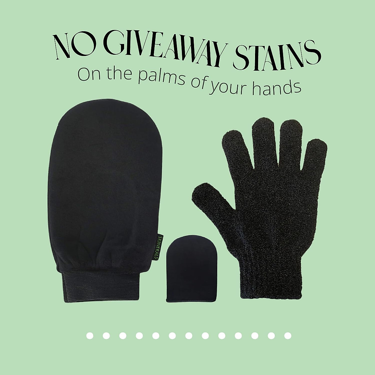 Skinerals Self Tanner Mitt Set, Ultra Soft Double-Sided Application Tanner, Exfoliating Glove and Face Mitt for the Most Even Tan, Tanning Mitt Applicator for Back and Body, Washable, 3 ct