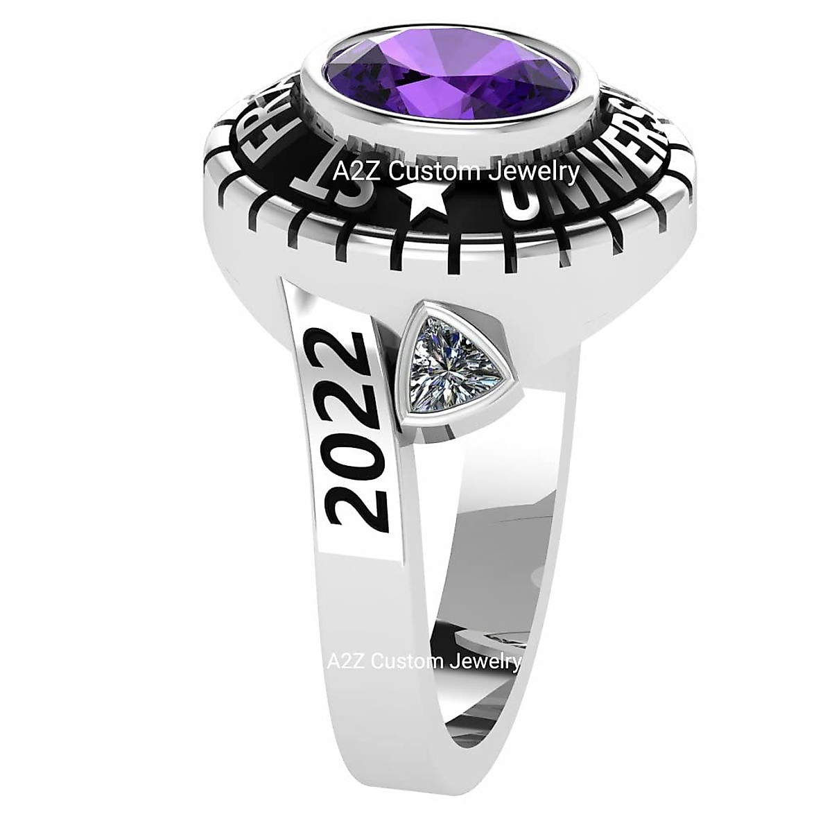 A2Z CUSTOM JEWELRY fully customized Girl class ring for high school, college, university sterling silver (dominion salva) ring