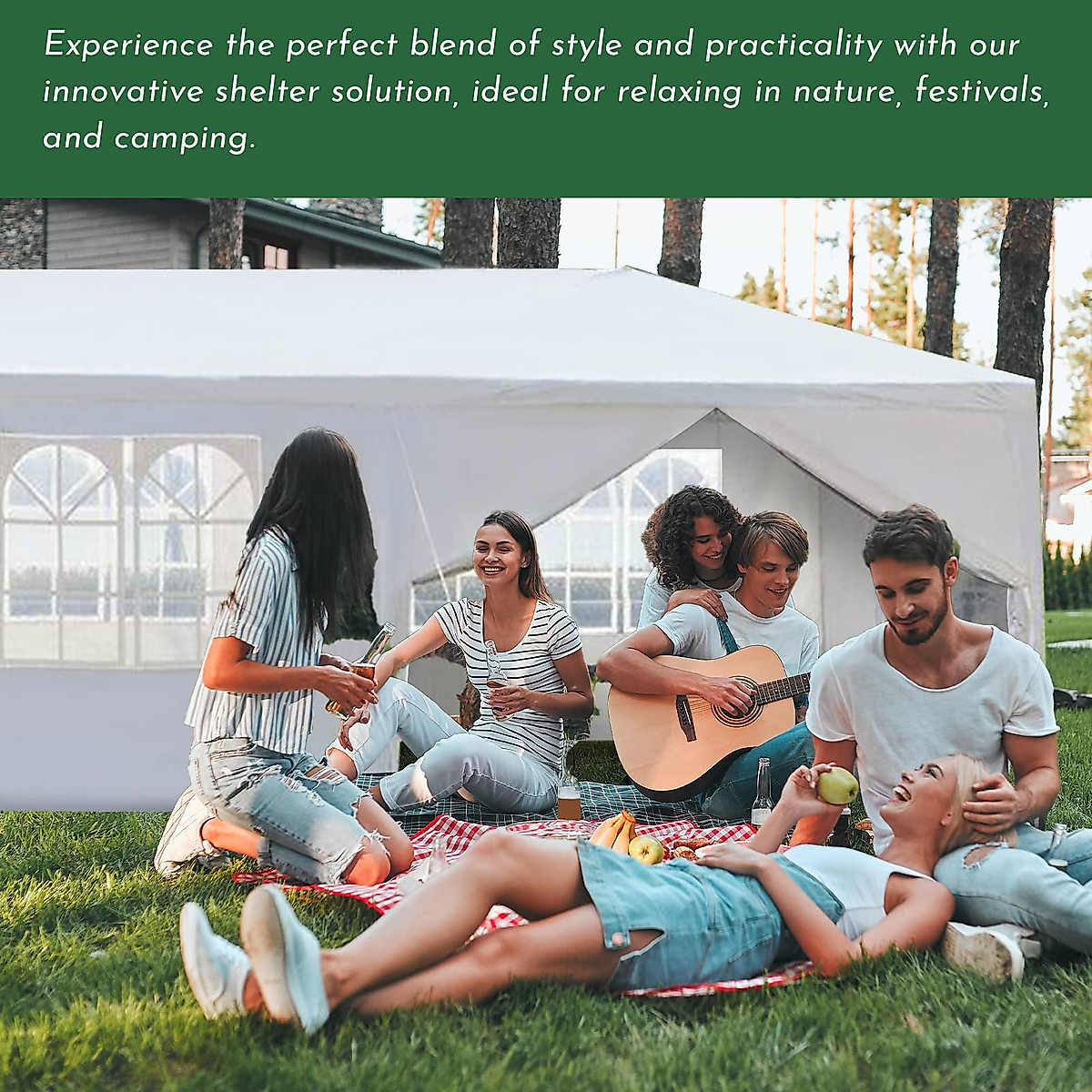 Doppy Outdoor Gazebo White Canopy, 10'x30' Outdoor Canopy Tent Heavy Duty Canopy Event Tent with Sidewalls Waterproof Sun Snow Rain Shelter Tent for Party Wedding Meeting, Camping