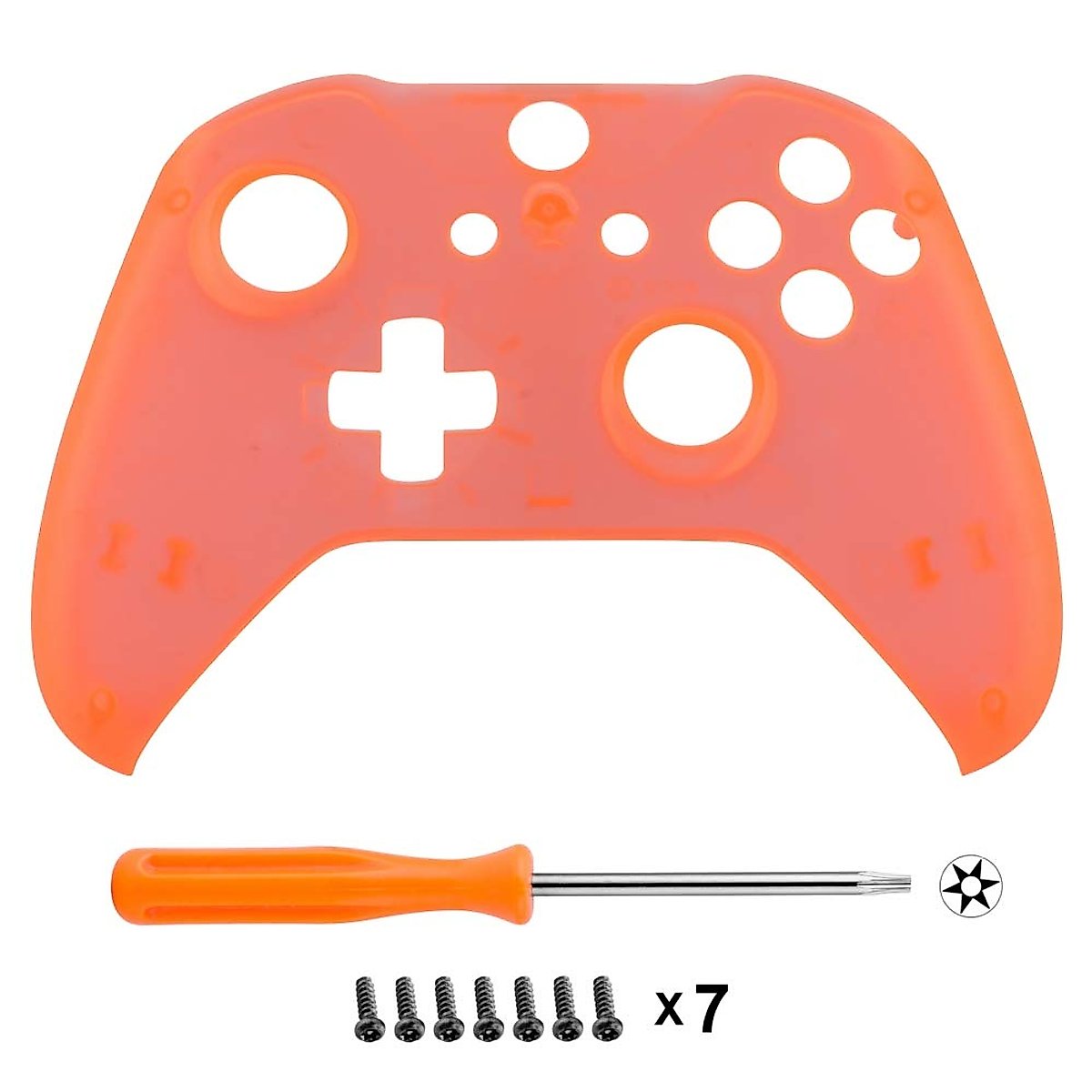 eXtremeRate Foggy Clear Orange Faceplate Cover for Xbox One Wireless Controller (Model 1708), Custom Case Front Housing Shell for Xbox One S & Xbox One X Controller - Controller NOT Included