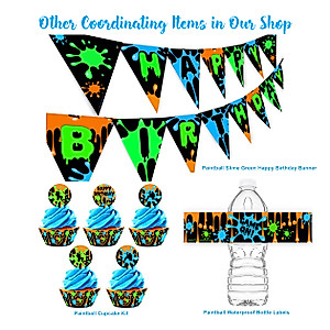 Paintball Cupcake Toppers and Cupcake Wrappers - 24 Cupcake Toppers and 24 Cupcake Wrappers - Paintball Party Decorations - Paintball Party Supplies - Airsoft Party Decorations - Cupcake