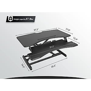 FEZIBO Standing Desk with Height Adjustable, Standing Desk Converter Stand up Riser Tabletop Workstation fits Dual Monitor 37 inches Black