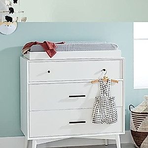 Pottery Barn Kids Changing Pad, 100% Organic Cotton Waterproof Contour Diaper Changing Pad for Dresser Top, Baby Changing Pad Cover (Platinum Grey)