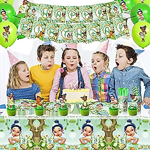 48Pcs Tiana Cake Cupcake Decoration Supplies Cupcake Topper for Kids Birthday Party