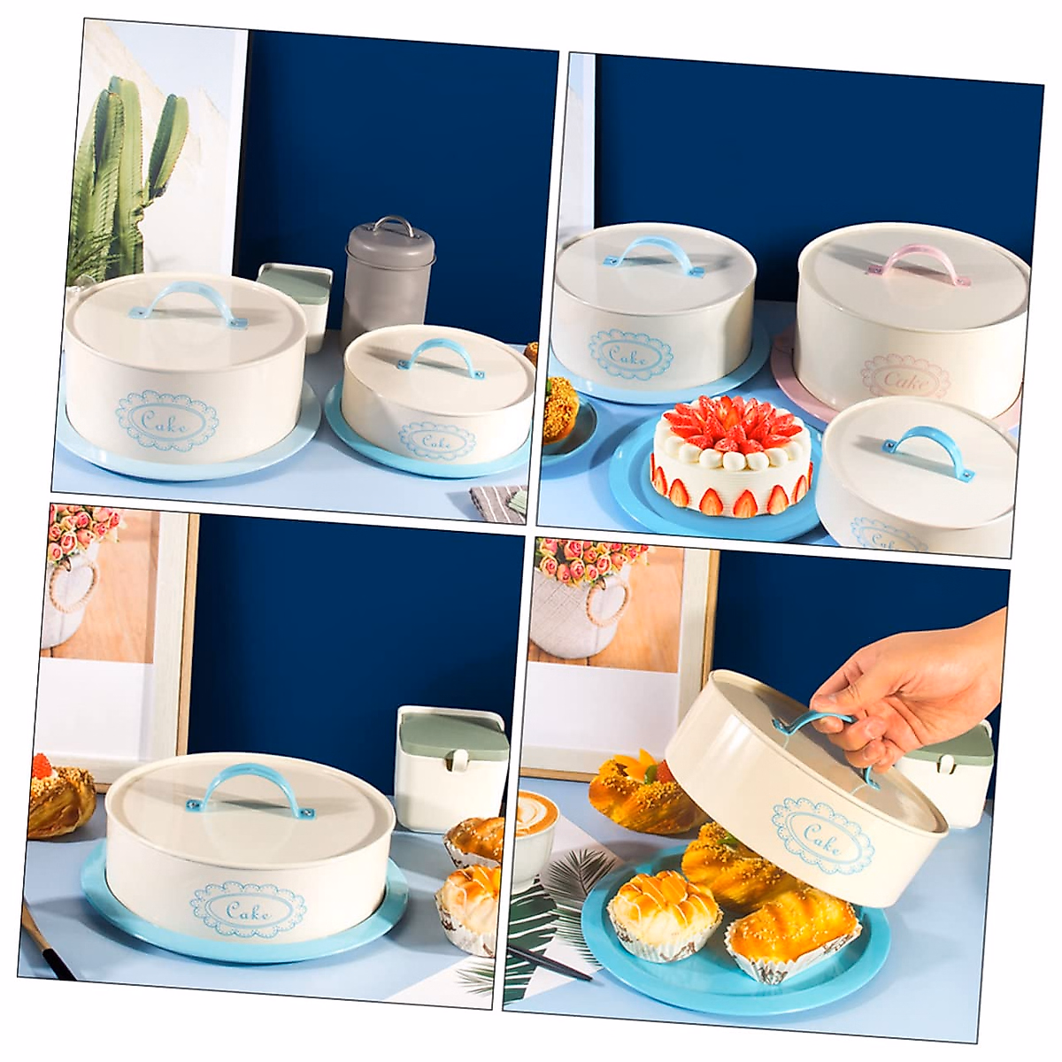 FONDOTIN 1 Set Cake Box Cake Storage Container Cupcakes Holder Cake Carrier with Handle Dessert Display Cover Round Cake Stand Cake Storage Case Bell Shaped Food Galvanized Iron Bride