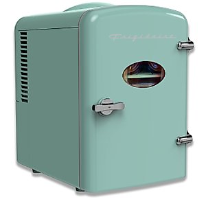 Frigidaire EFMIS129-MINT Mini Personal Fridge Cooler, 1 Gal Capacity fits Six Cans, Includes Plugs for Home Outlet & DC Charger-9.84" D x 7.09" W x 10.35" H