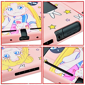 Protective Case for Switch,Cute Sailor Moon Case Compatible with Nintendo Switch,Pink Sailor Moon Game Accessories Soft Slim Grip Cover Shell for Console