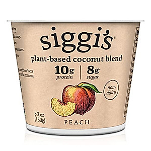 siggi's® Plant-Based Coconut Blend, Peach, 5.3 oz. Cup – Single Serving Dairy Free Snack, More Protein Than Sugar