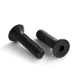 1/4-20 x 2" Flat Head Socket Cap Screws Countersunk Bolts, Class 10.9 Alloy Steel, Black Oxide, 25 PCS