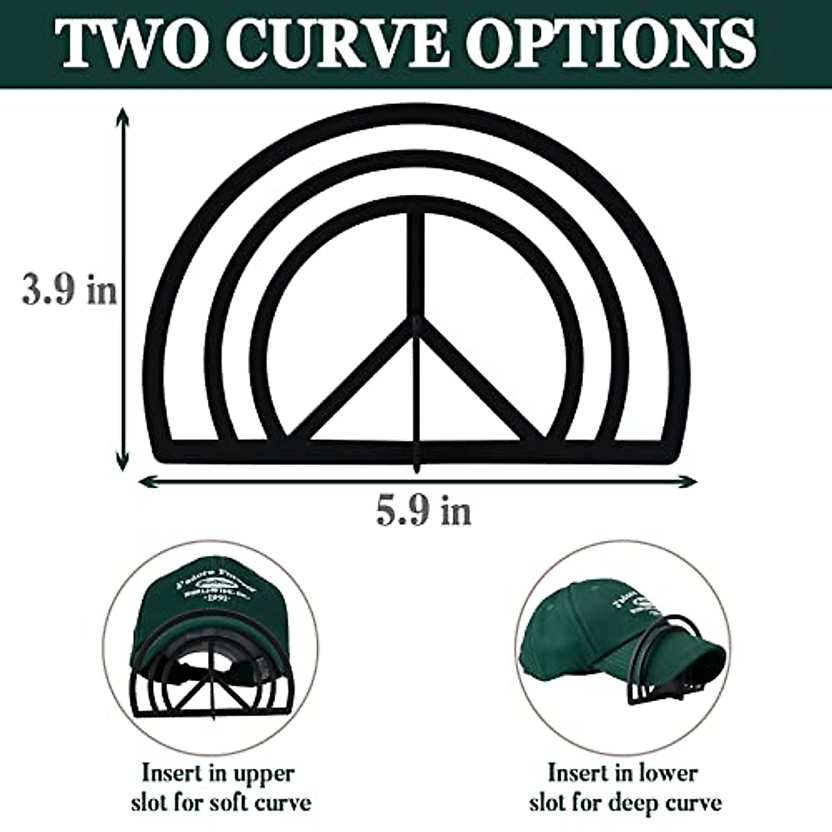 TOOVREN 4-Pack Hat Brim Bender Hat Curving Band Hat Shaper with Two Curve Options No Steaming Required Convinent for All Types of Hats(Black)