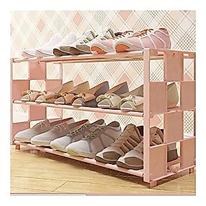 WMYDNX Durable Shoe Rack Three Tier Shoe Storage Cabinet Slippers Rack Sports Shoe Rack Matching Room Decoration Style Shoe Shelf Multi-Function (Color : Pink)