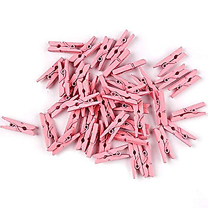 DCRAFTSUPPLY 50 Pcs Mini Craft Clothespins Wood 1" Multi Color Wooden Peg Photo Paper Clothespin Craft Clips Party Favor