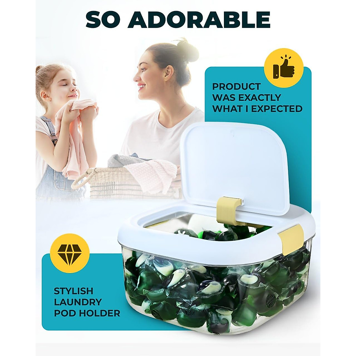 Skywin Laundry Pods Container for Laundry Room Organization, Dishwasher Pods Container (White)