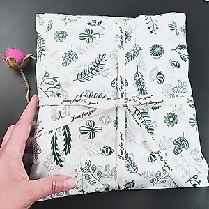 Bolsome 100 Sheets 20 * 14 Inches Greenery Tissue Paper, Botanical Gift Wrapping Tissue, Green Leaves Decorative Tissue Paper for Jungle Safari Party Baby Bridal Shower Birthday Wedding Decor