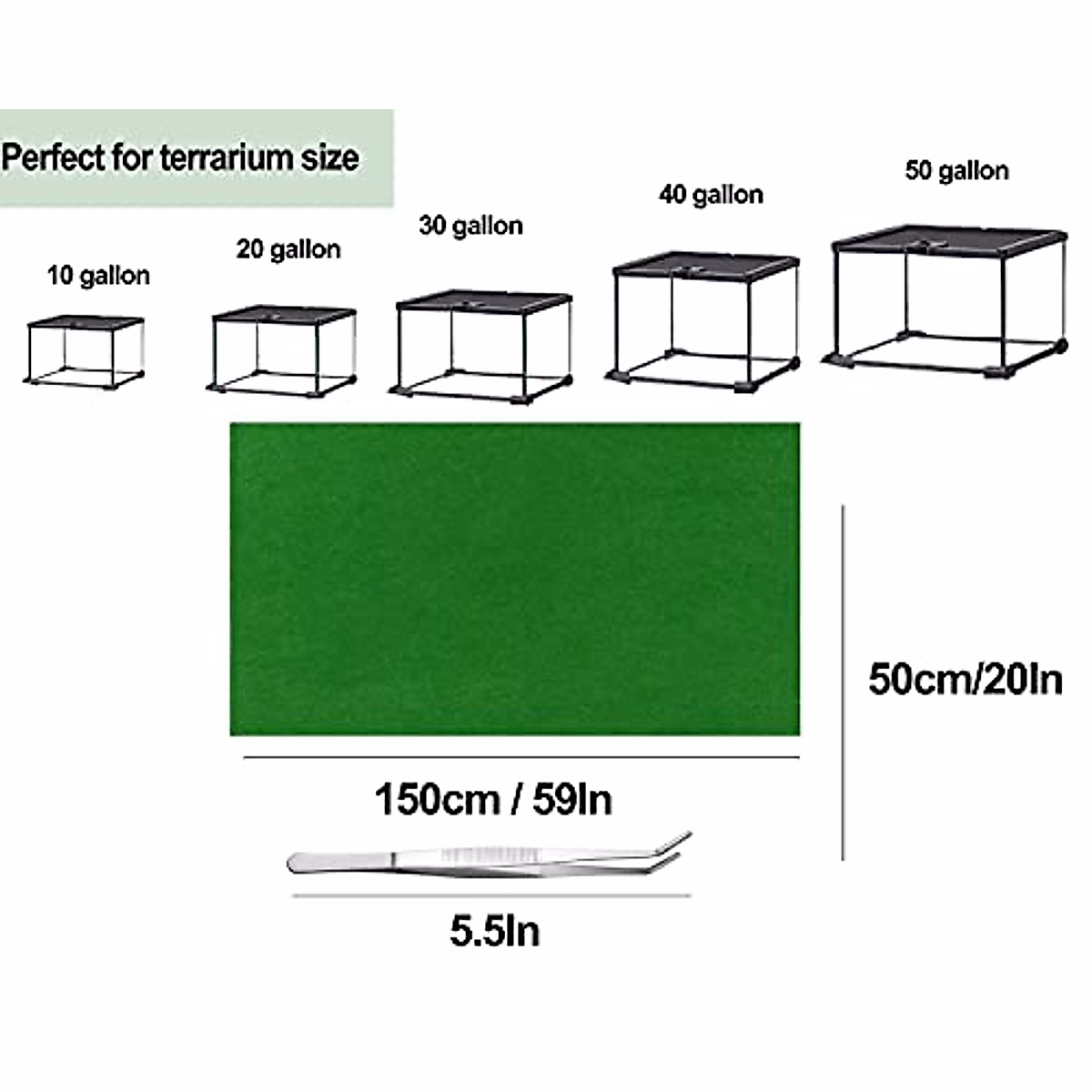 Mechpia 59" x 20" Reptile Carpet, Terrarium Extra Large Mat Liner Bedding Reptile Substrate Supplies for Bearded Dragon Lizard Leopard Gecko Snake Tortoise (Green)