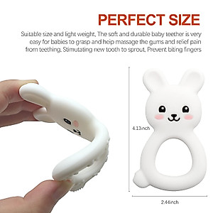 Teething Toys for Babies, PAPACHOO 2 Pack Bunny Carrot Super Soft Silicone Baby Soothing Teether Toy, Chew Silicone Infant Toys for Baby Teething Relief, Bpa Free