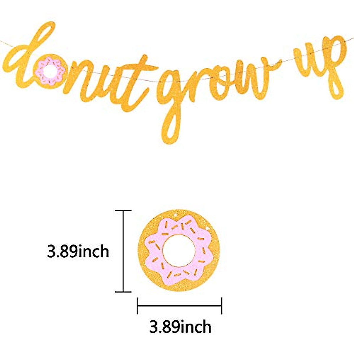 Sidpro Donut Party Supplies Glitter Donut Banners Donut Grow Up Banner Donut Party Garland Glitter Donut Grow Up Banner Grow Up Backgound String Happy Birthday Party Supplies Wall Decorations