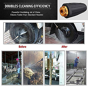 Bopopo 4000PSI Pressure Washer Turbo Nozzle Spray Tip 360° Rotating 1/4'' Quick Connect with 7 Spray Nozzle Tips Kit Multiple Degrees(0, 15, 25, 40 Degrees,Rinse*1,Soap*2) 4.0 GPM 4.0 Orifice.