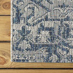 JONATHAN Y Estrella Bohemian Medallion Textured Weave Indoor/Outdoor Navy/Gray 4 ft. x 6 ft. Area-Rug, Coastal,Easy-Cleaning,HighTraffic,LivingRoom,Backyard, Non Shedding (SMB105B-4)