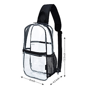 Clear Sling Bag for Women, Shoulder Crossbody Backpack Chest Daypack one strap backpack see through transparent Stadium Approved(small)