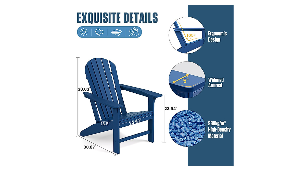 OTSUN Adirondack Chair - Durable Outdoor Comfort