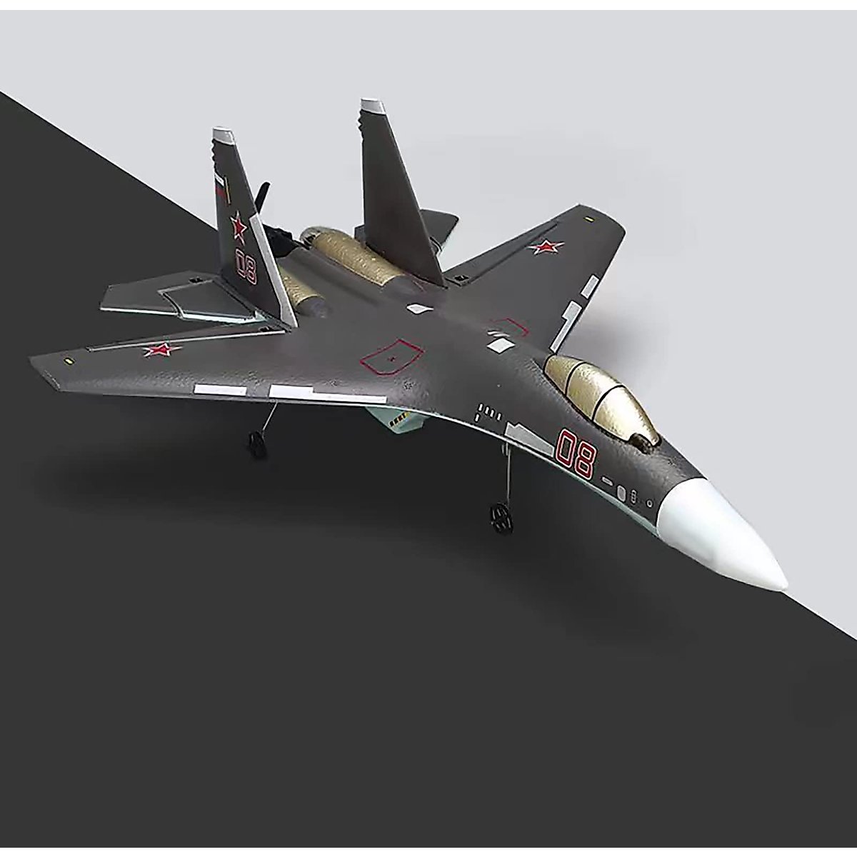 OTXKOO RC Plane Remote Control Airplane RTF 4CH Tail Motor 3D / 6D Stunt Function SU35 Jet Aircraft with Hobby Model 2 Left Hand Throttle