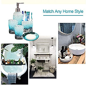 Hotsan Bathroom Accessory Set, 5 PCS Bath Ensemble Set Includes Soap Dispenser, Soap Dish, Tumbler, Toothbrush Holder - Polyresin Glass for Home, Office, Superior Hotel